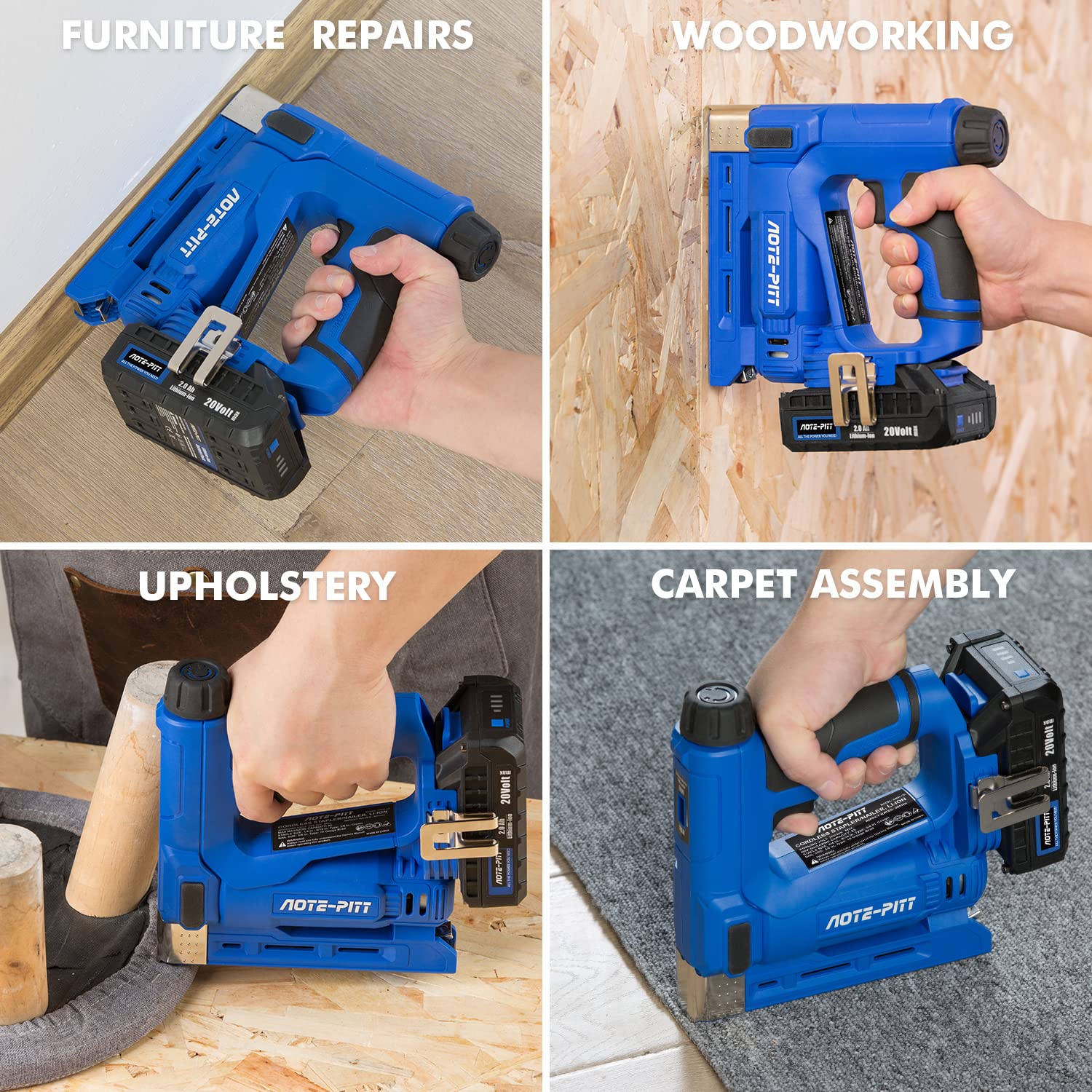 Snapklik.com : 20V Cordless Electric Stapler 3/8 Crown, 20Ah Power Brad ...