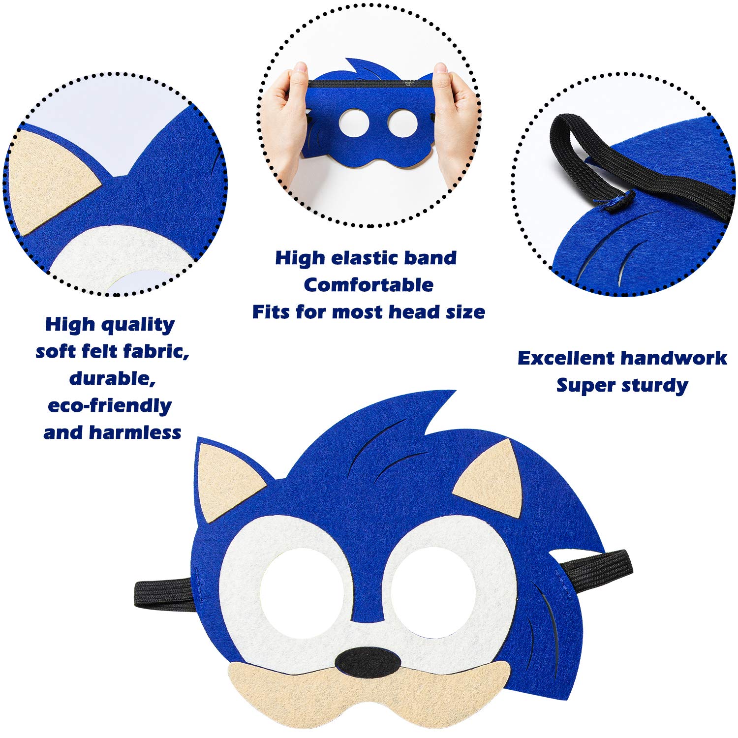 Buy Salovio 12Pcs Sonic Felt Masks Themed Party Supplies Birthday ...