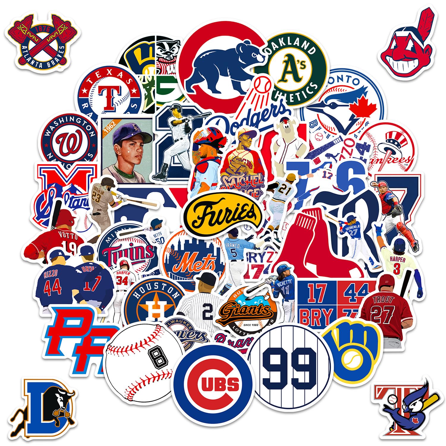 Amazon.com: 100 Pcs Cool Baseball and Softball Stickers Mix and Match ...