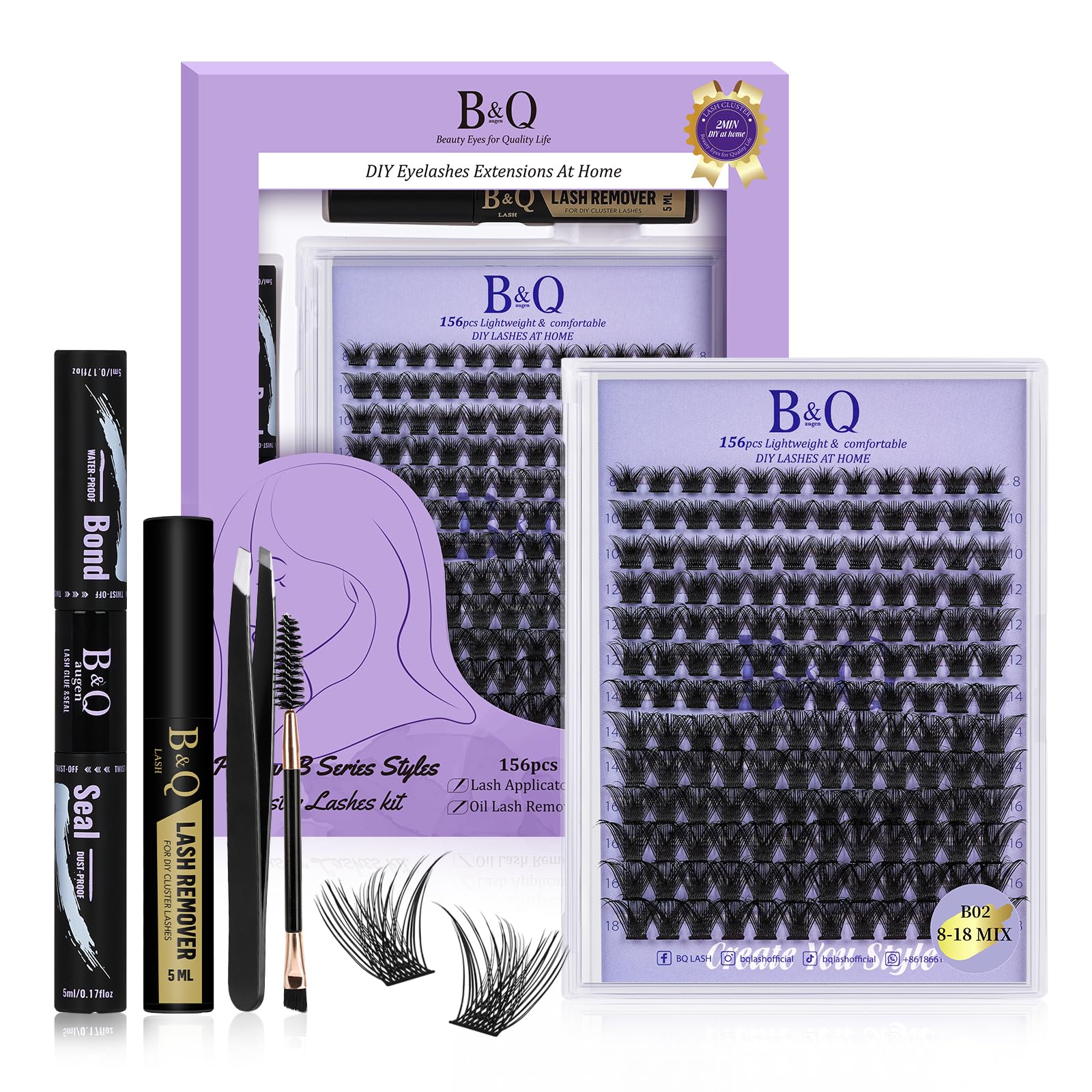 Snapklik.com : Lash Extension Kit B02 Eyelash Extension Kit B&Q DIY Lash Extension Kit 156 PCS ...