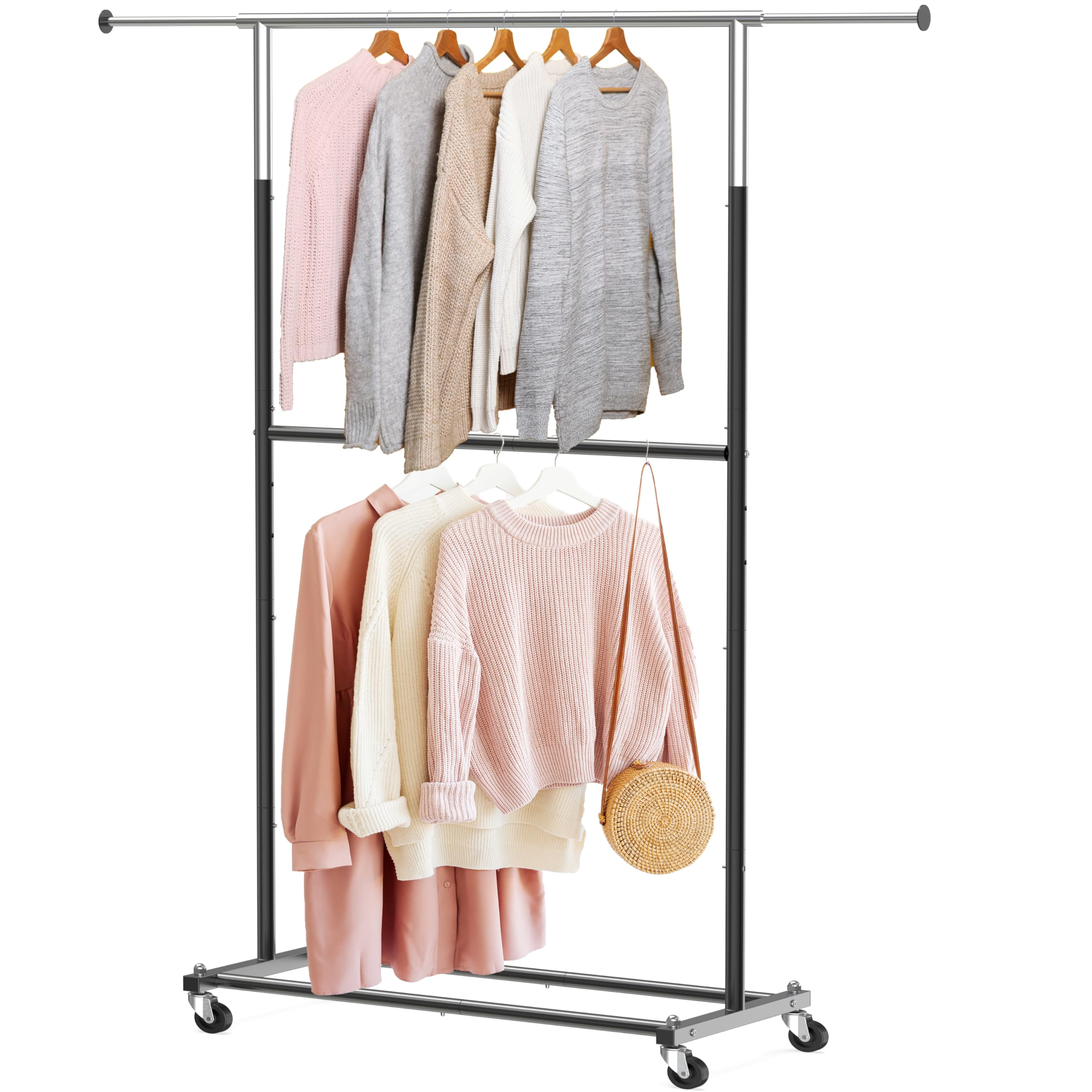SimpleHouseware Double Rod Clothes Rack, Black : Amazon.ca: Home