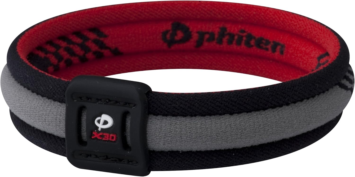Amazon.com: Phiten Titanium Bracelet X30 Edge, Red/Black, 6.75 Inch ...