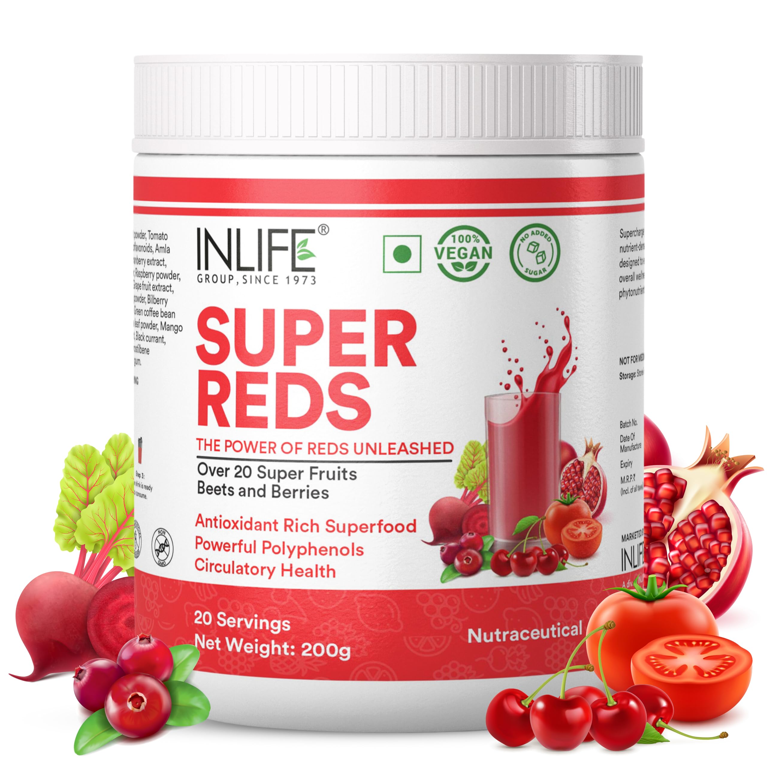 INLIFE Super Reds Powder | Antioxidant-Rich Superfood Supplement Drink ...