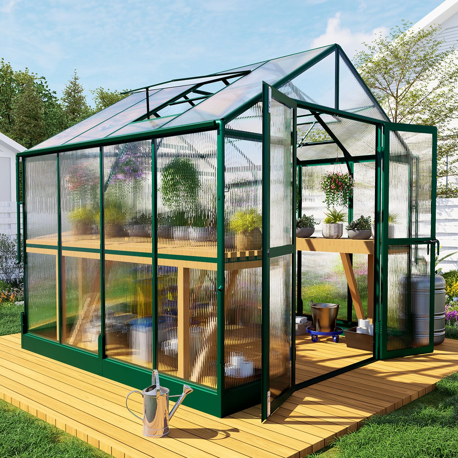 Amazon.com : HOWE 8x8x7.5 FT Aluminum Greenhouses for Outdoors ...