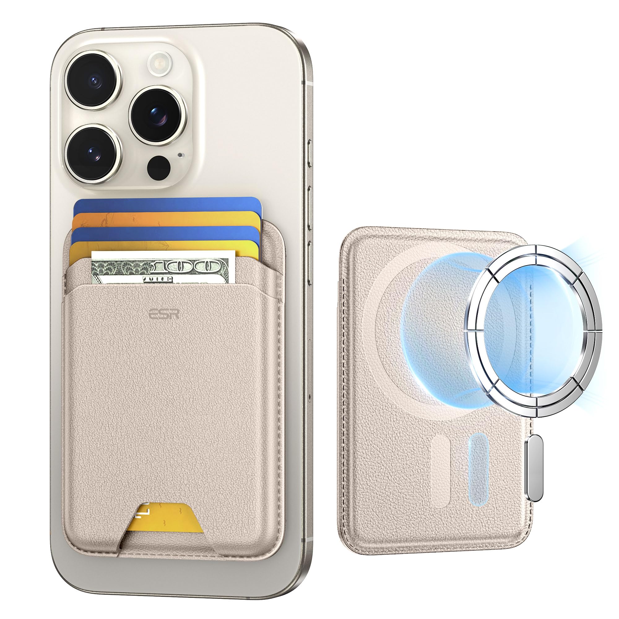 ESR for MagSafe Wallet, 5-Card Holder, iPhone Wallet with 3,200 g Magnetic Strength, Vegan ...