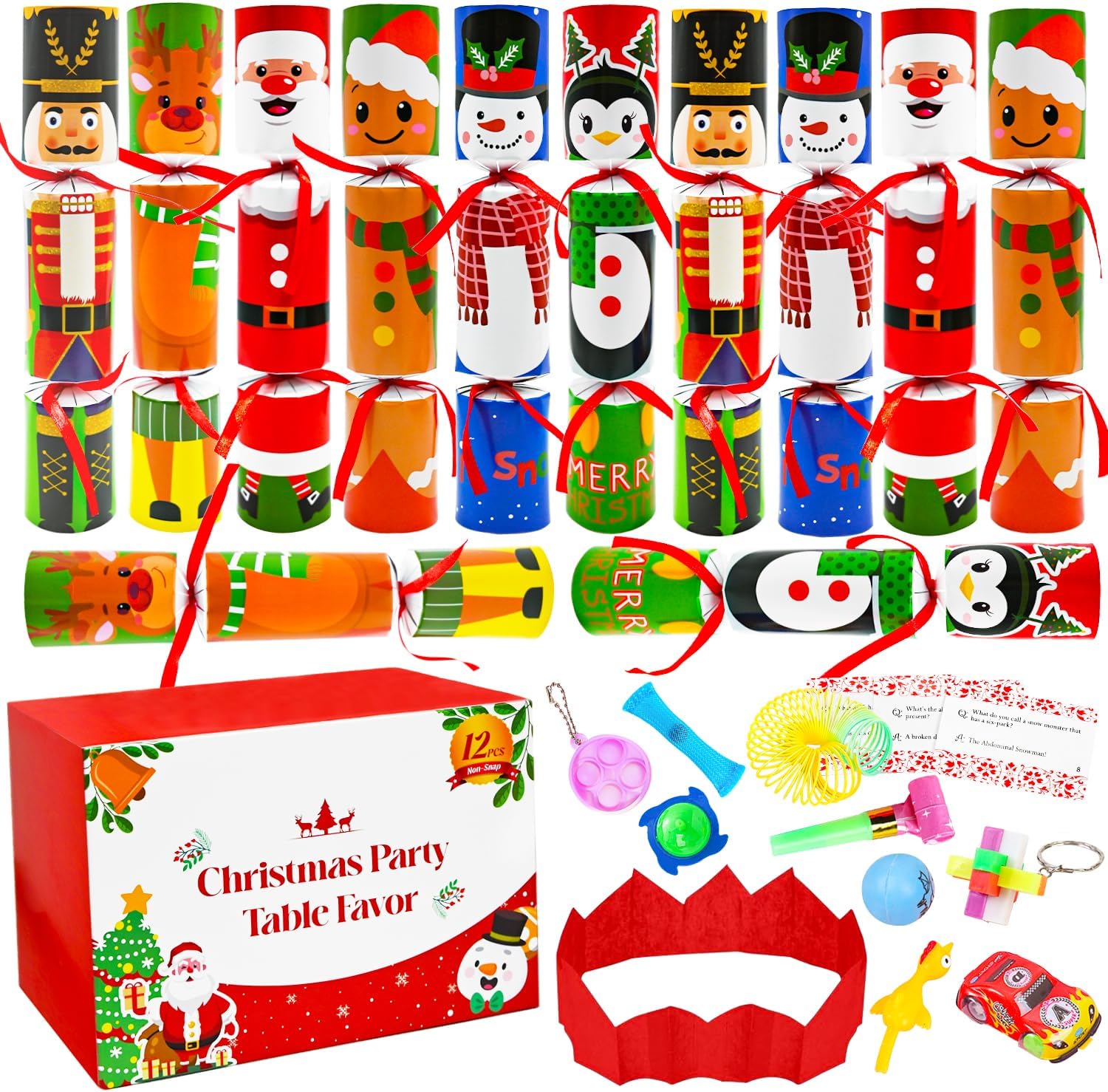 Amazon.com: UMEELR 12-Pack Christmas Party Favors Set, No-Snap ...