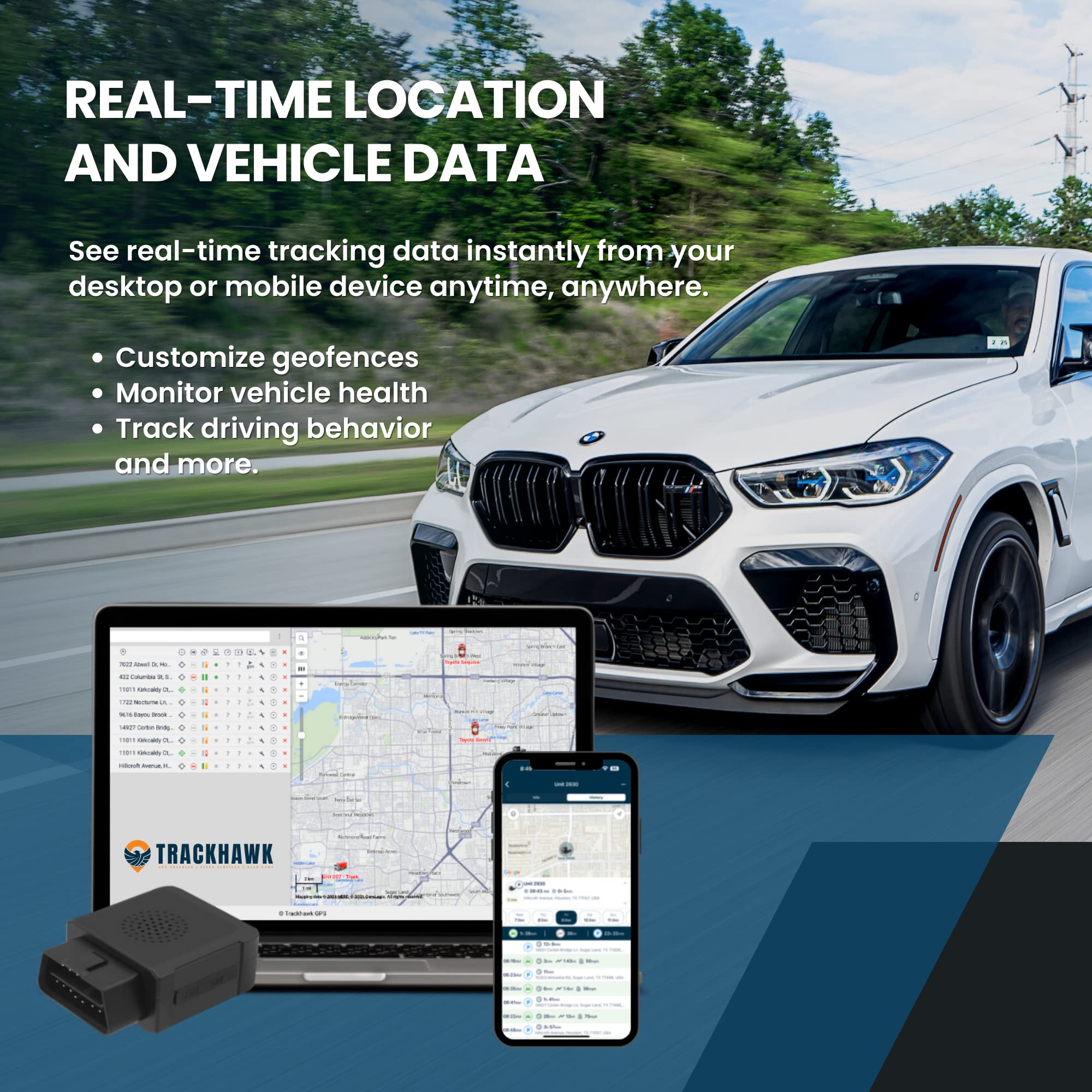 TRACKHAWK: GPS Tracker for Car Truck SUV Vehicles | OBD Port Tracker for Real-time Fleet ...