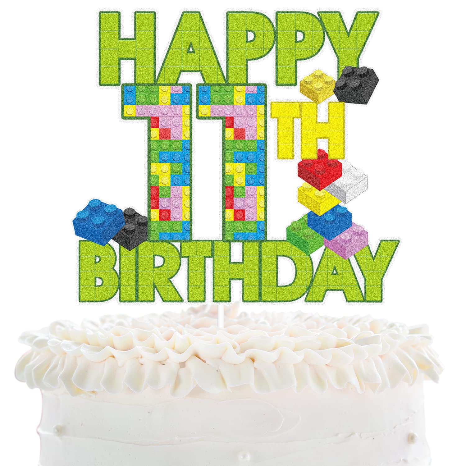 Amazon.com: Happy 11th Birthday Building Block Cake Topper - Puzzle ...
