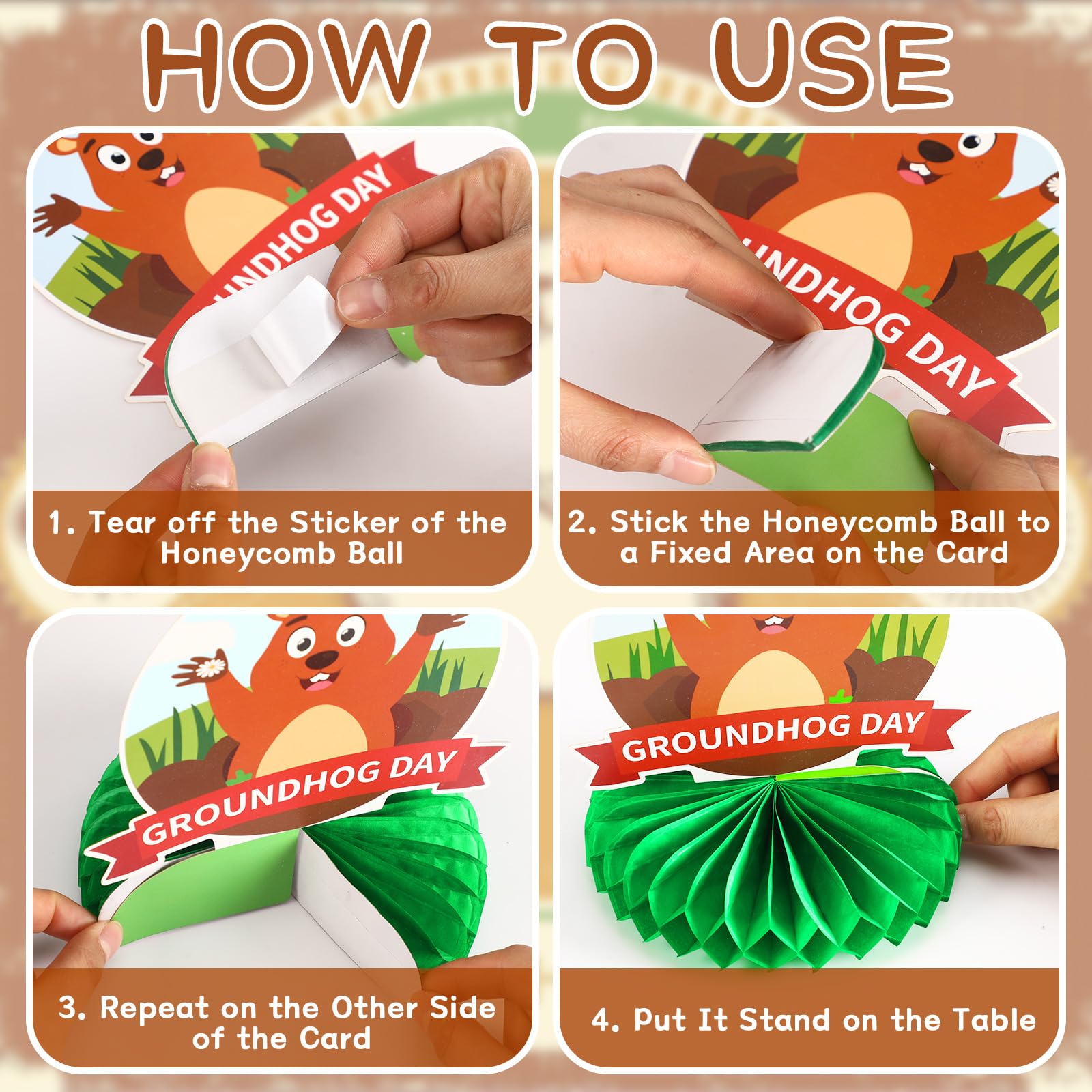 Snapklik.com : JULMELON 8PCS Groundhog Day Party Decorations Honeycomb ...