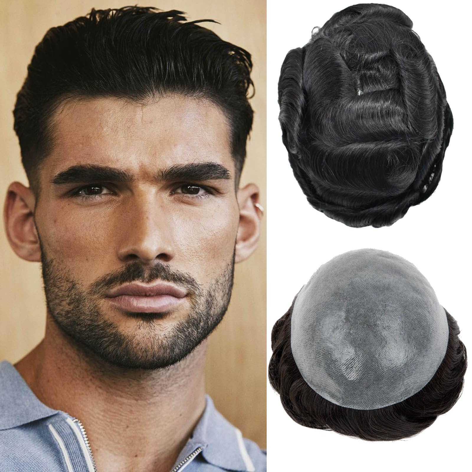 Amazon.com : Ehairc Mens Toupee Human Hair System for Men 0.1mm Skin ...
