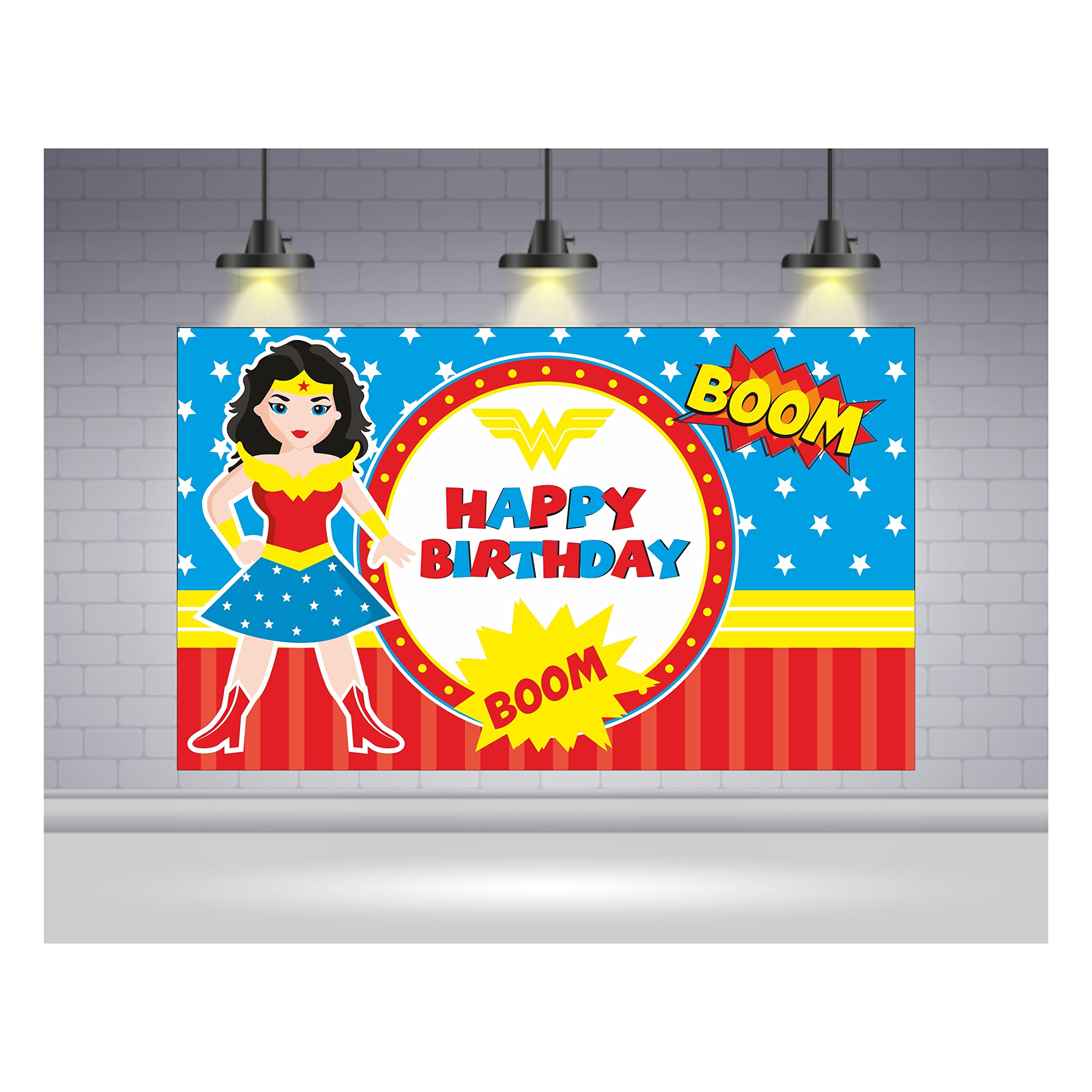Buy Pretty UR Party Wonder Woman Happy Birthday Backdrop, Supergirl ...