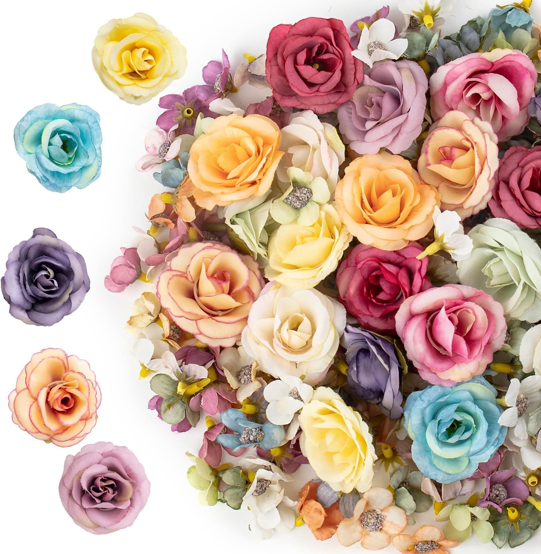 Amazon.com: Framendino, 174 Pack Mini Flower Heads Small Silk Fake Rose ...