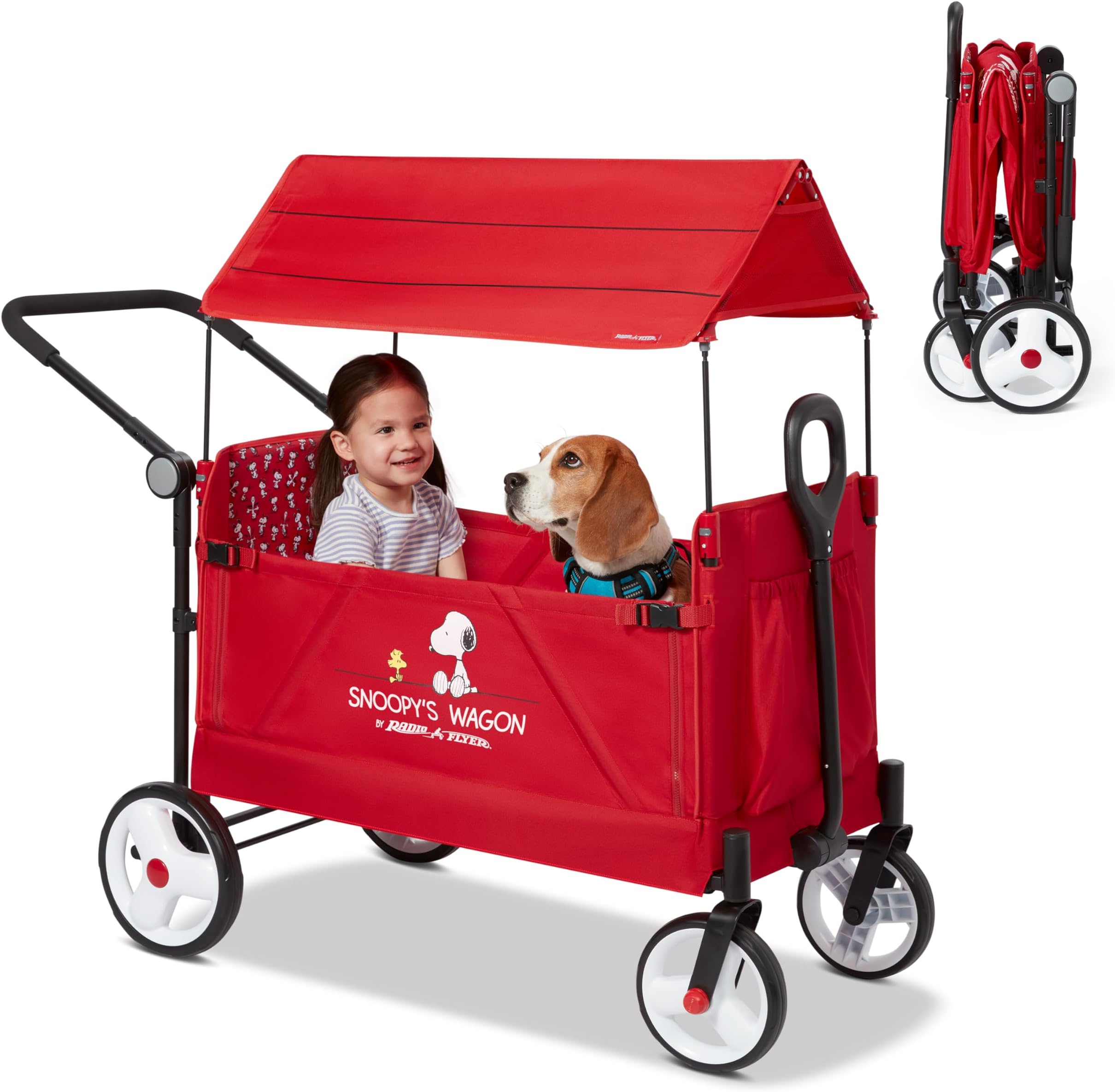 Amazon.com: Snoopy Folding Wagon for Pets and Kids by Radio Flyer, for ...