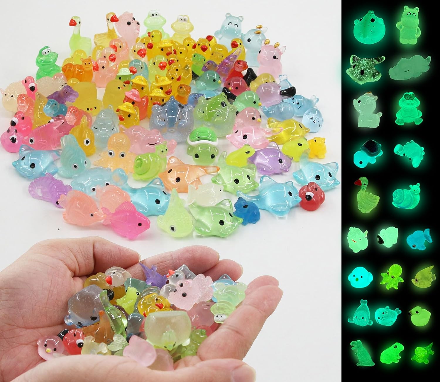 Amazon.com: 100 Pcs Luminous Tiny Resin Animals Bulk Mini Ducks ...