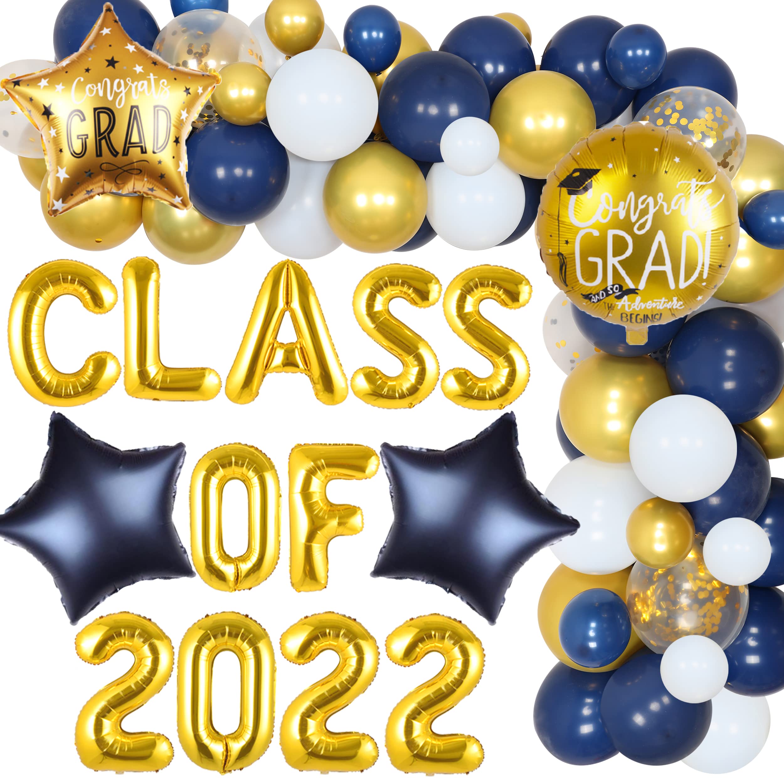 Buy Navy Blue and Gold Graduation Decorations 2022 Balloon Garland Arch ...