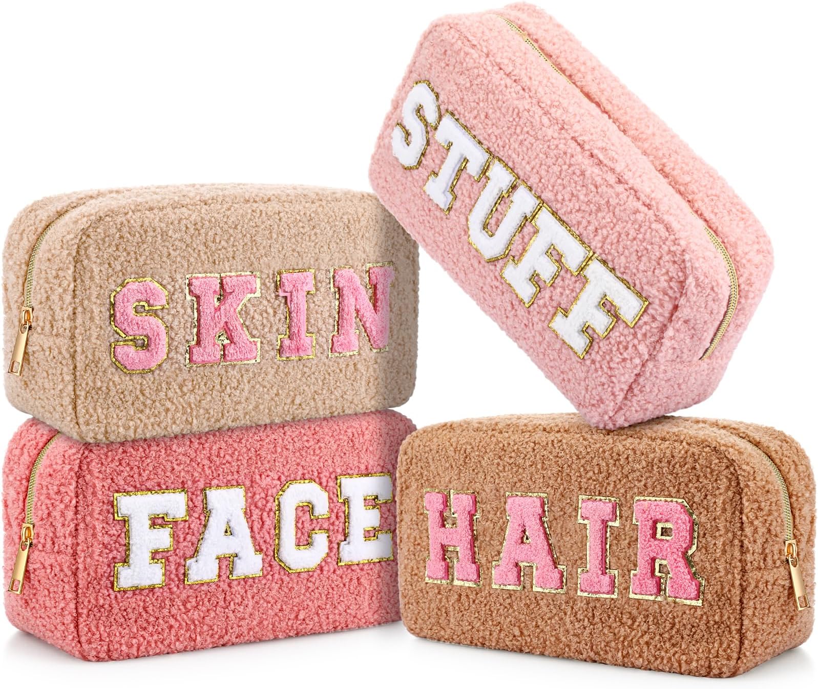 Amazon.com: Paterr 4 Pcs Chenille Letter Preppy Patches Makeup Bag ...