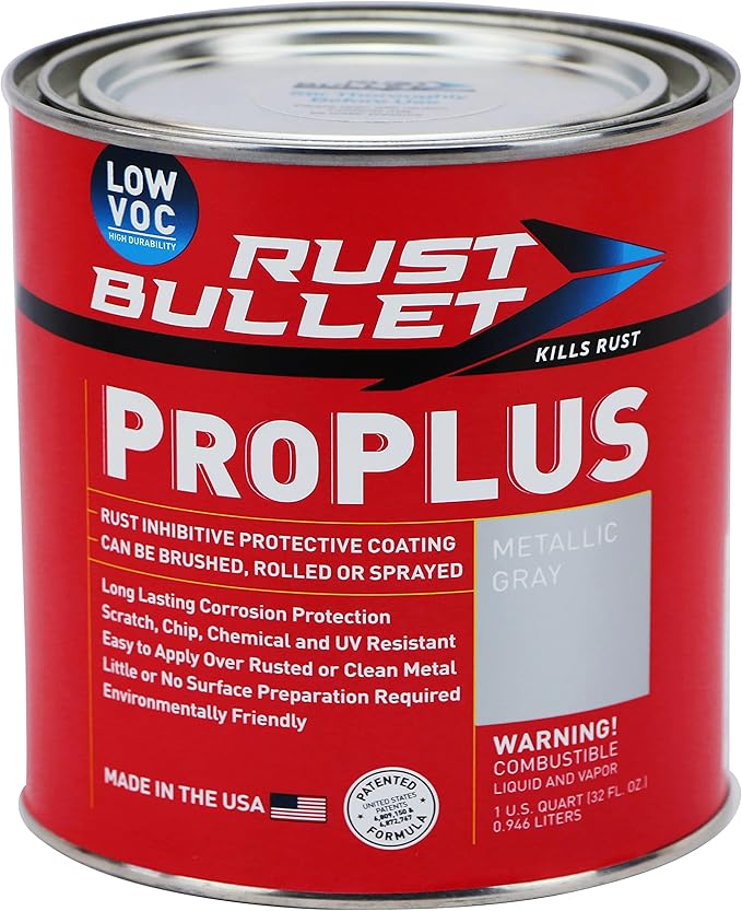 RUST BULLET ProPLUS - Metallic Gray - 1 Quart - Low VOC Rust Inhibitor & Protective Coating, UV ...