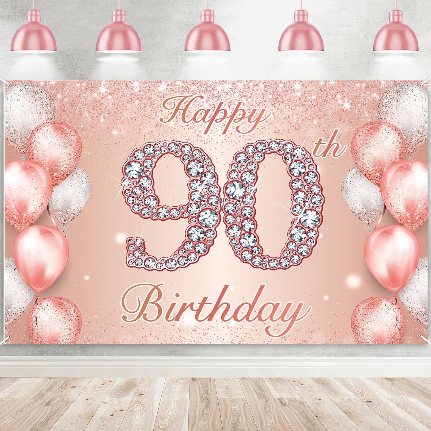 Amazon.com: Happy 90th Birthday Rose Gold Banner Cheers to 90 Years Old ...