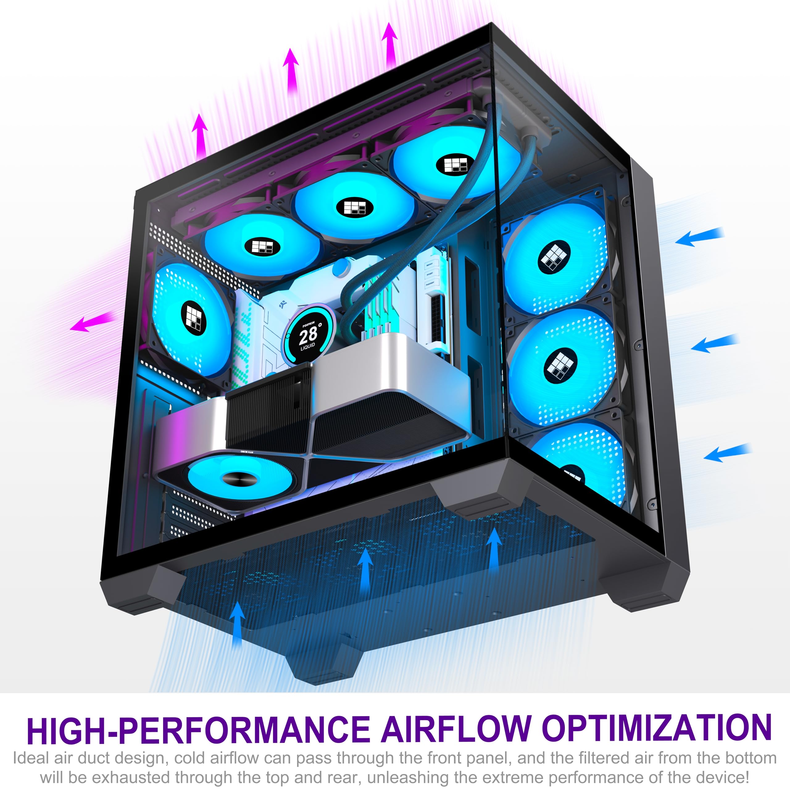 Snapklik.com : FOIFKIN F600 PC Case - Pre-Installed 7 PWM ARGB Fan, ATX ...