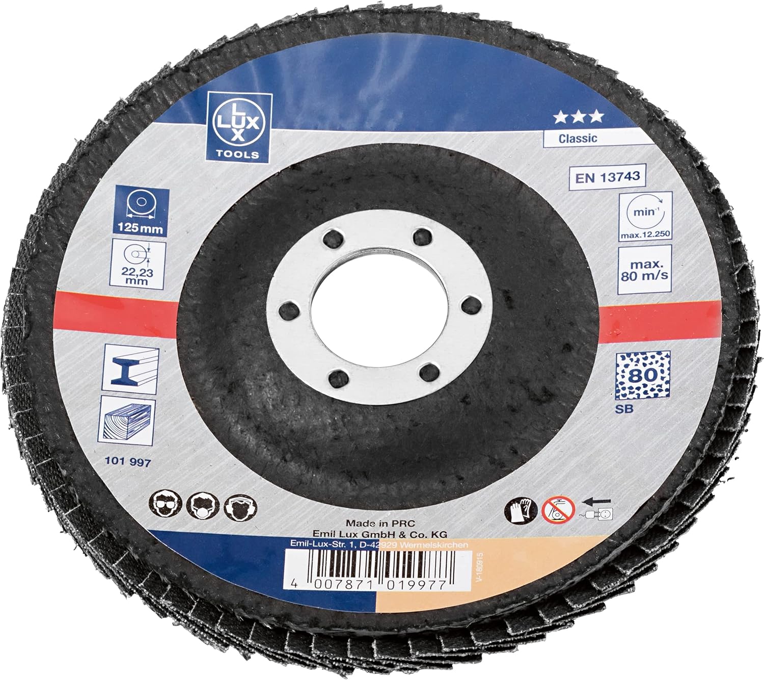 Lux 101997 Fan Grinder for Wooden Surfaces Outer Diameter 125 mm Basic ...