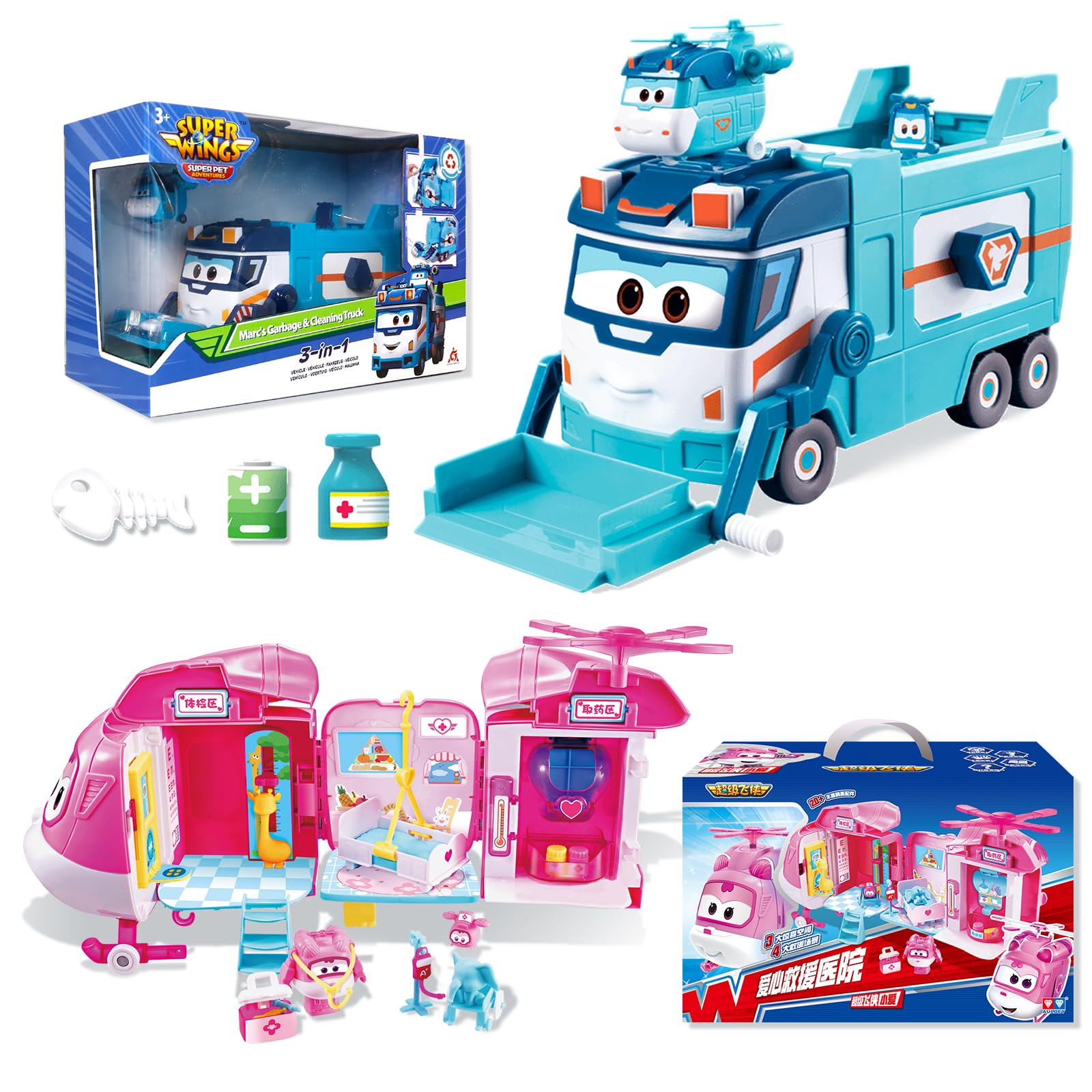 Amazon.com: Super Wings Dizzy Rescue Helicopter Playsets&Garbage Truck ...