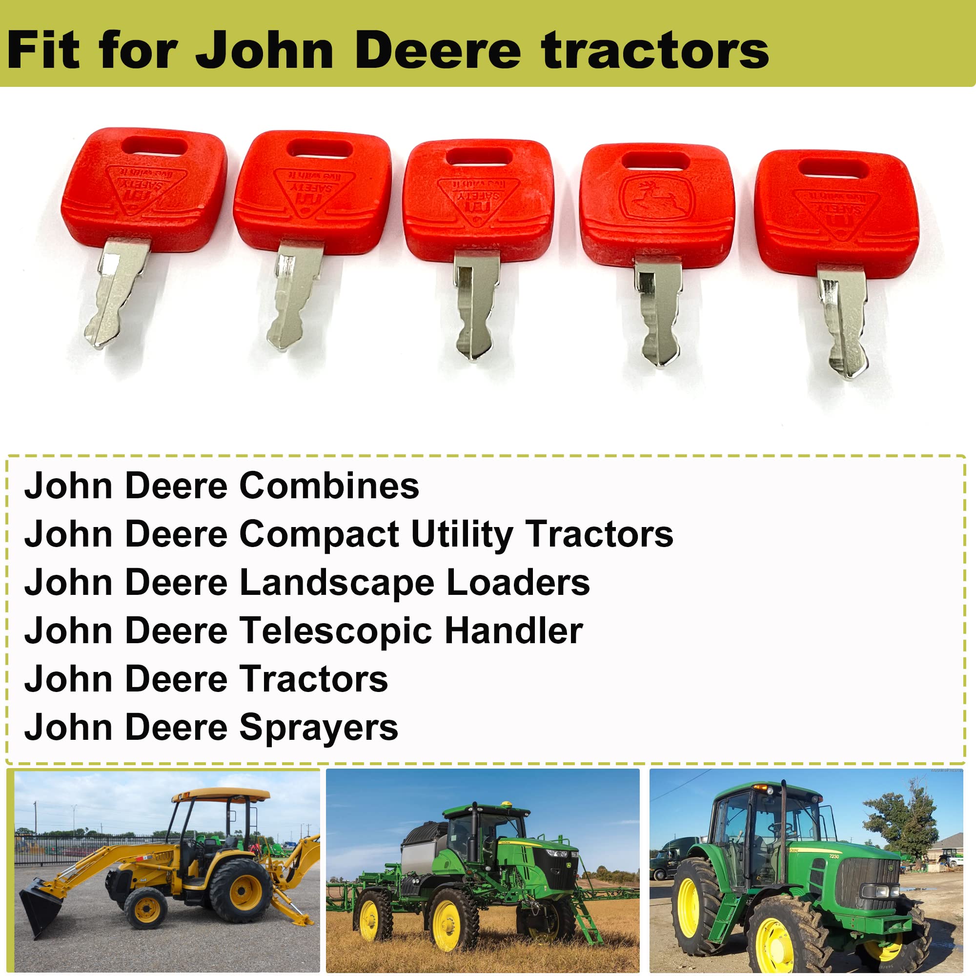 Keys For John Deere Tractor Set Of 5 John Deere Tractor & Combine ...