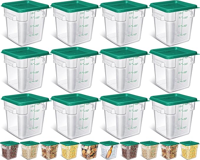 Amazon.com: Yungyan 12 Pcs 4 Qt Commercial Food Storage Containers with ...