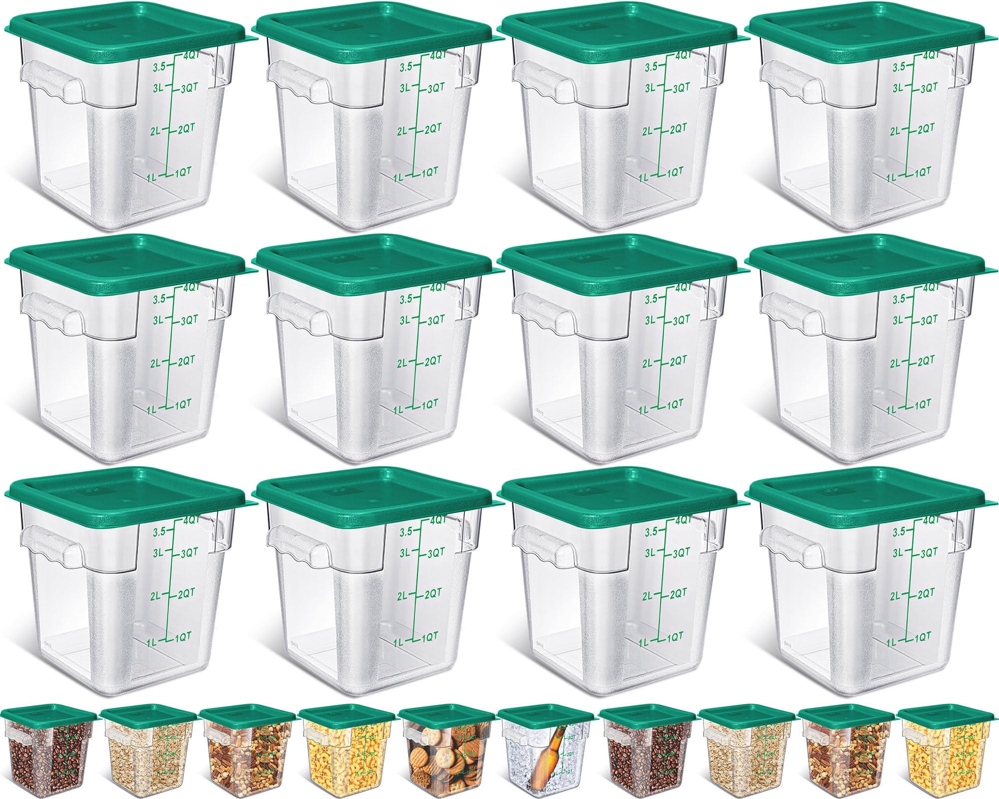 Amazon.com: Yungyan 12 Pcs 4 Qt Commercial Food Storage Containers with ...