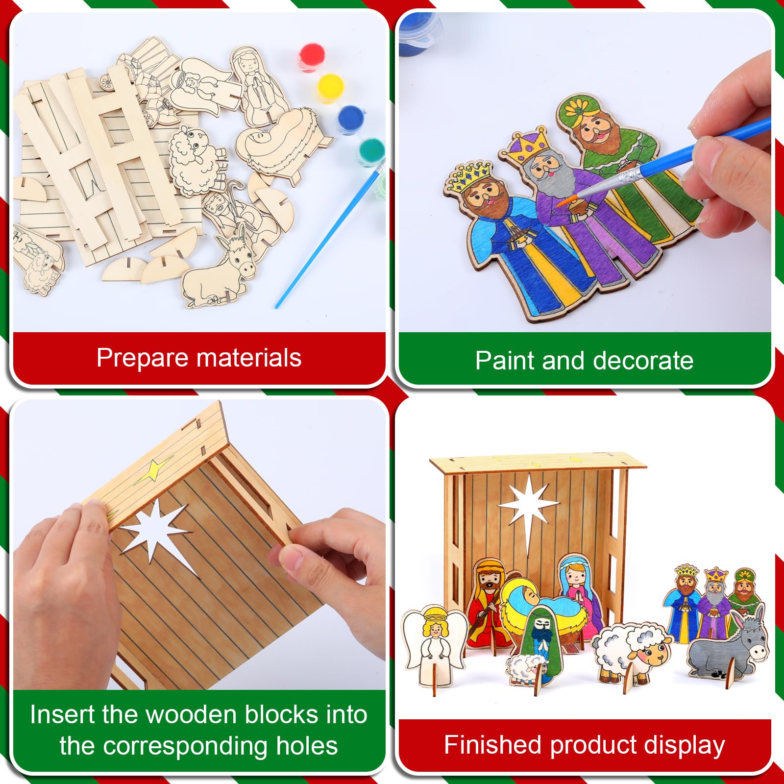 Snapklik.com : 12 Pcs Christmas Wooden Nativity Set To Paint Nativity ...