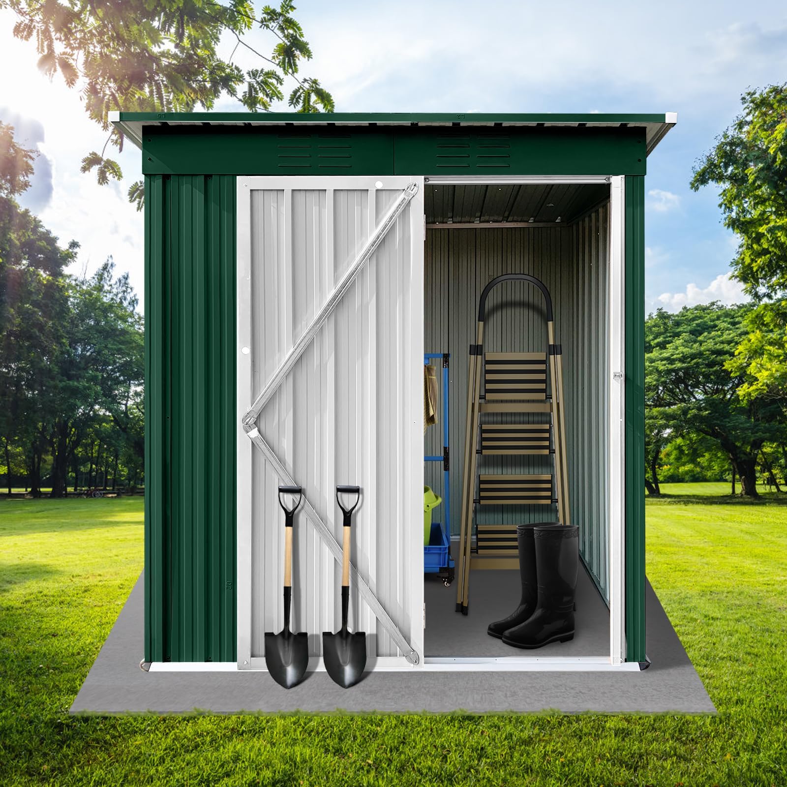 Amazon.com : Goohome 5x4 FT Outdoor Storage Shed, Sturdy Metal Outside ...