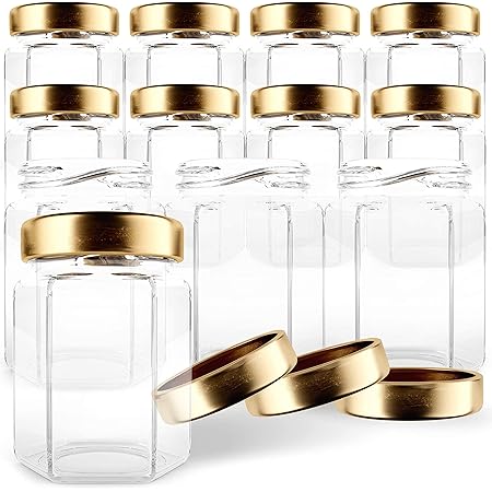 Amazon.com: GoJars Hexagon Glass Jars 6oz Premium Food-grade. Mini Jars With Lids For Gifts ...