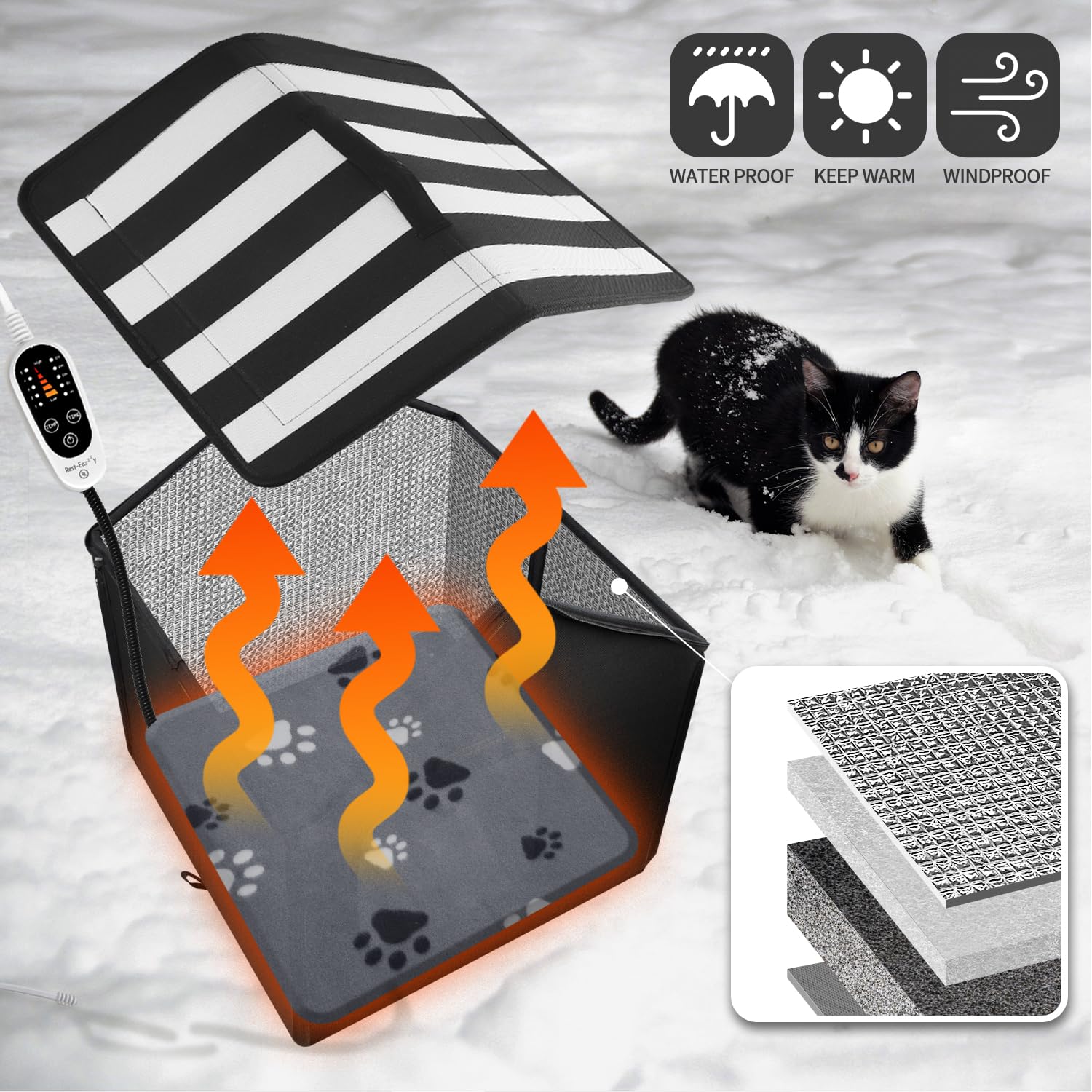 Snapklik.com : Rest-Eazzzy Cat House, Outdoor Cat Bed, Weatherproof Cat ...