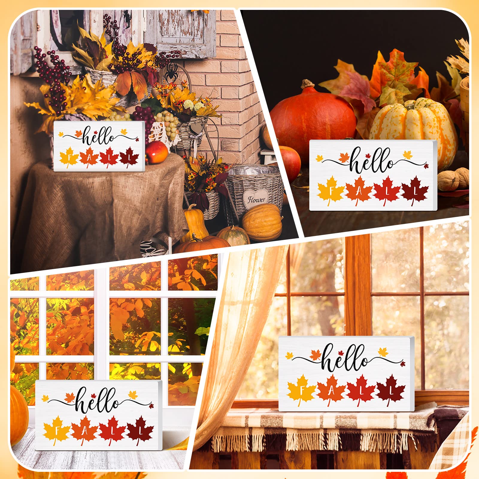 Snapklik.com : Hello Fall Wood Sign For Home Farmhouse Decor 9 X 5.3 ...