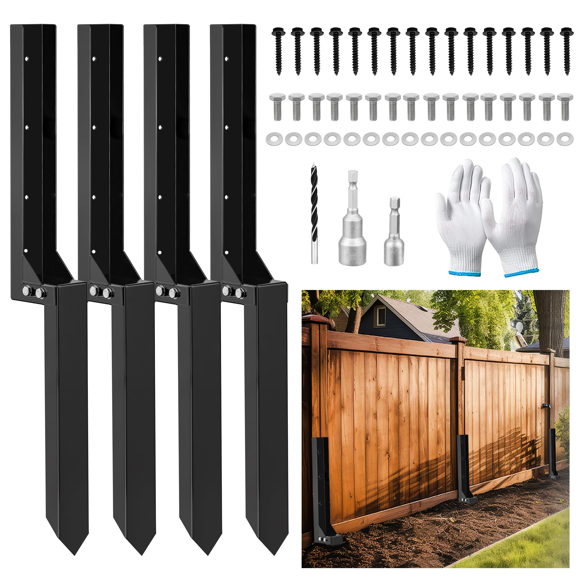 Using Metal Posts Wood Fence Amazon.com : Fence Post Repair Stakes Kit
