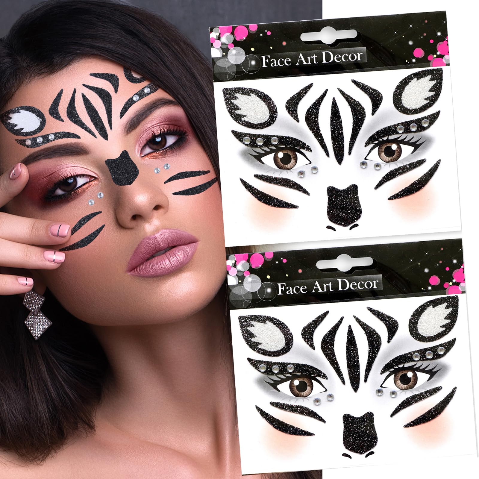 Amazon.com : Zebra Temporary Face Tattoo Sticker Set for Kids Women ...