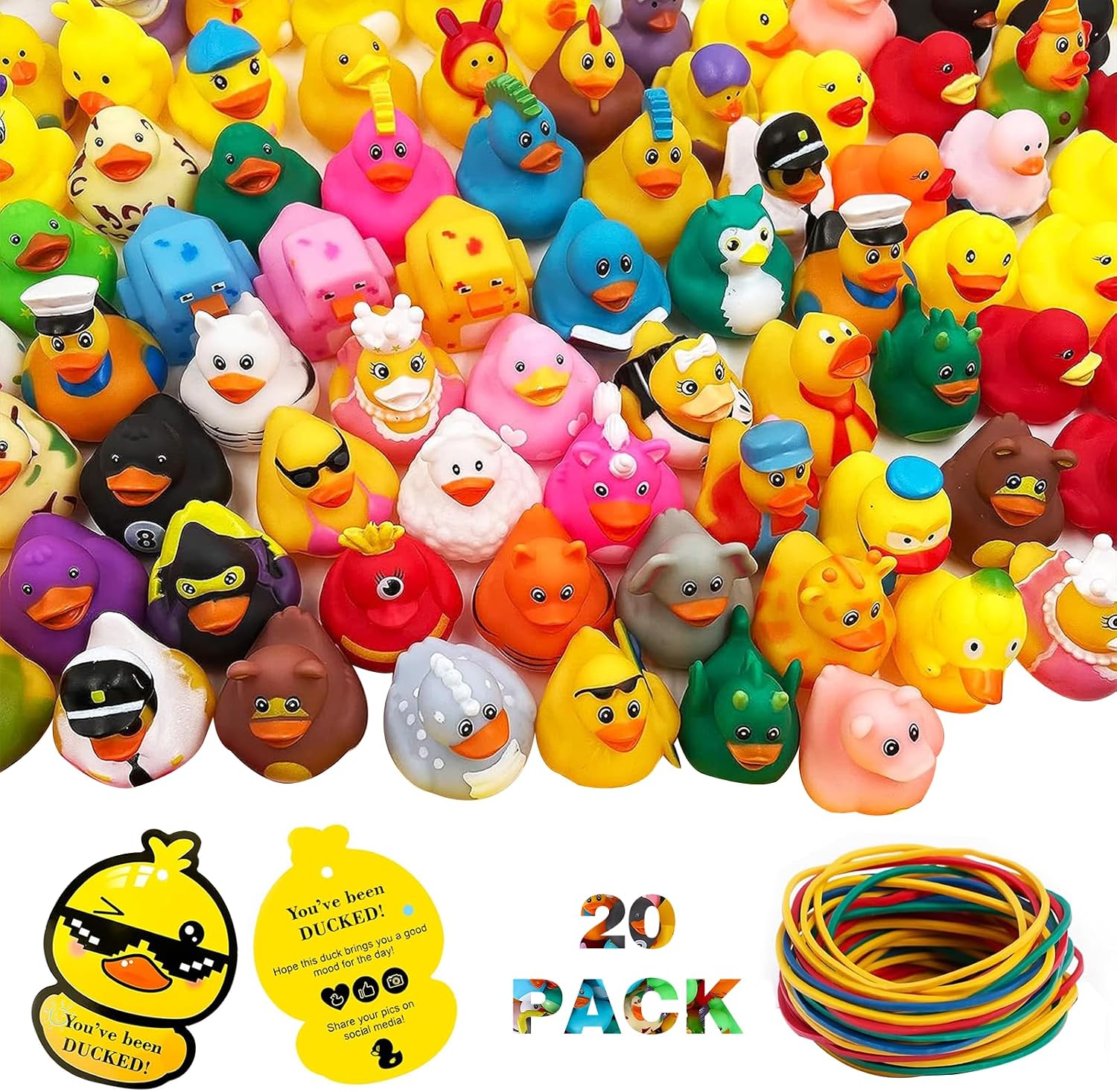 Amazon.com: AOT 20 Pack Rubber Ducks in Bulk,Jeeper Ducks with Tags for ...