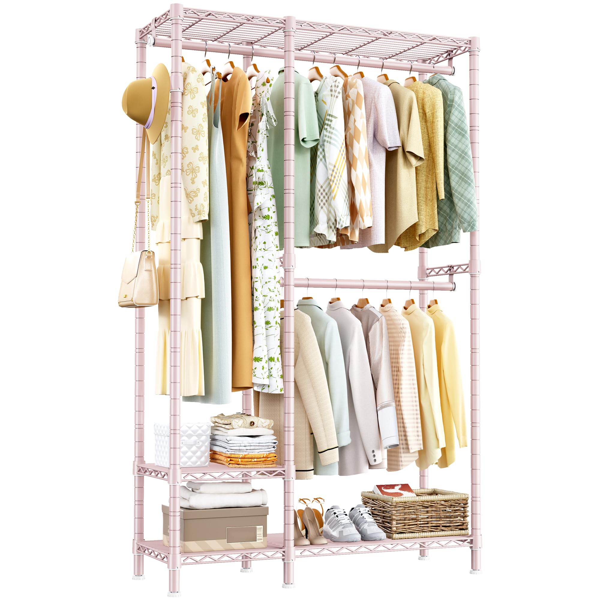 Amazon.com: Raybee 77" H Heavy Duty Clothes Rack Wire Clothing Racks ...