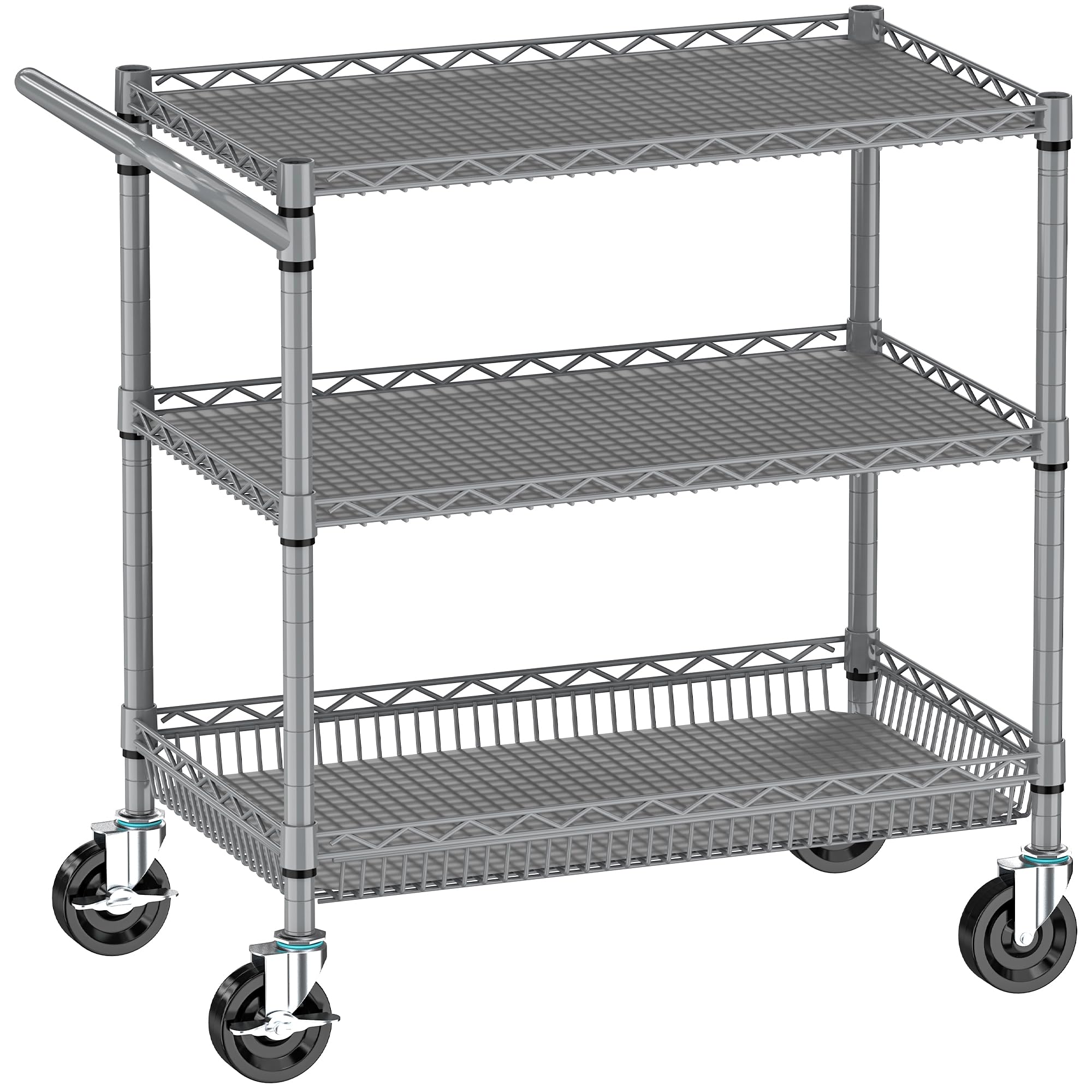 Buy 3 Tier Metal Rolling Cart Heavy Duty, Utility Rolling Cart with ...