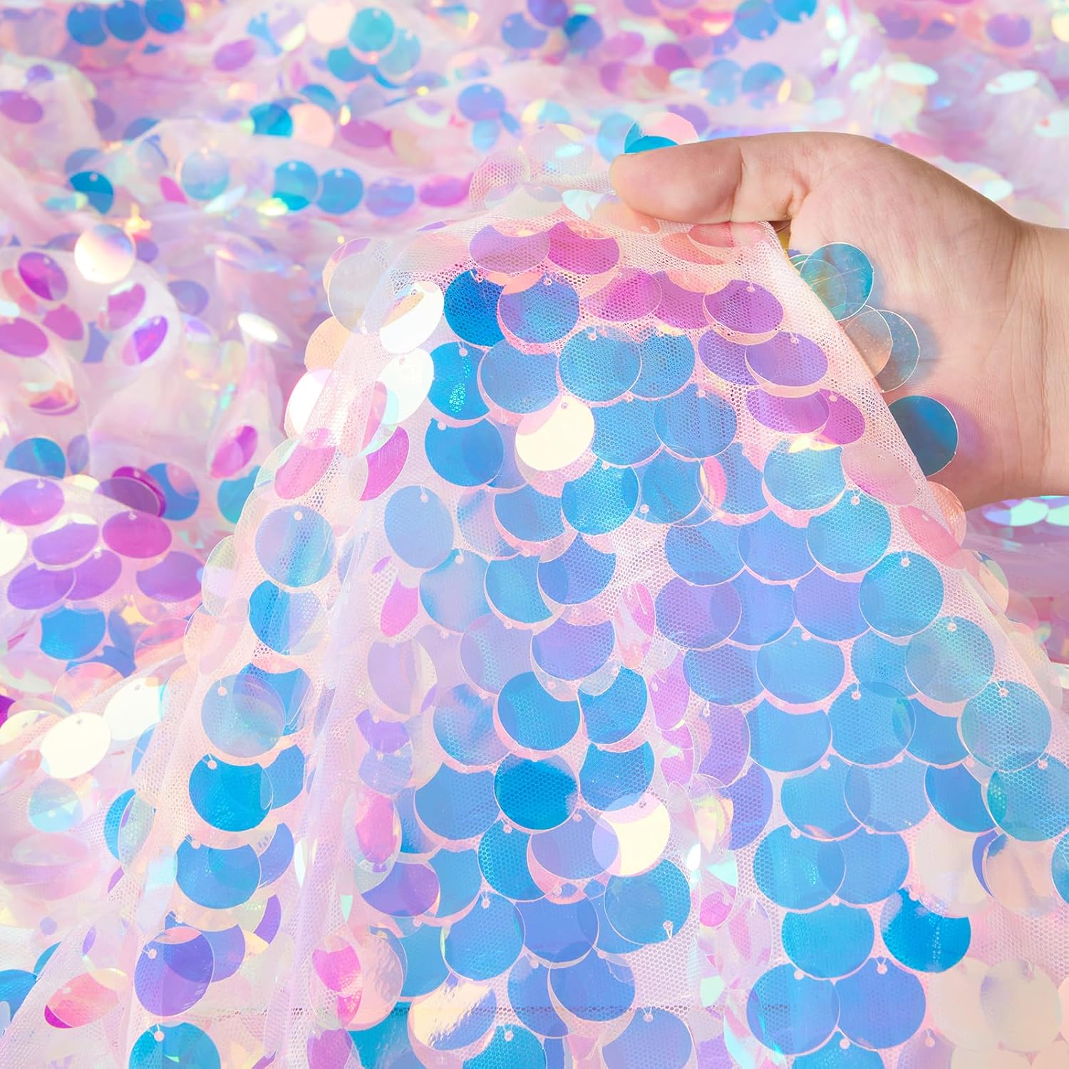 Amazon.com: QueenDream Mermaid Tablecloth Pink Payette Sequin ...