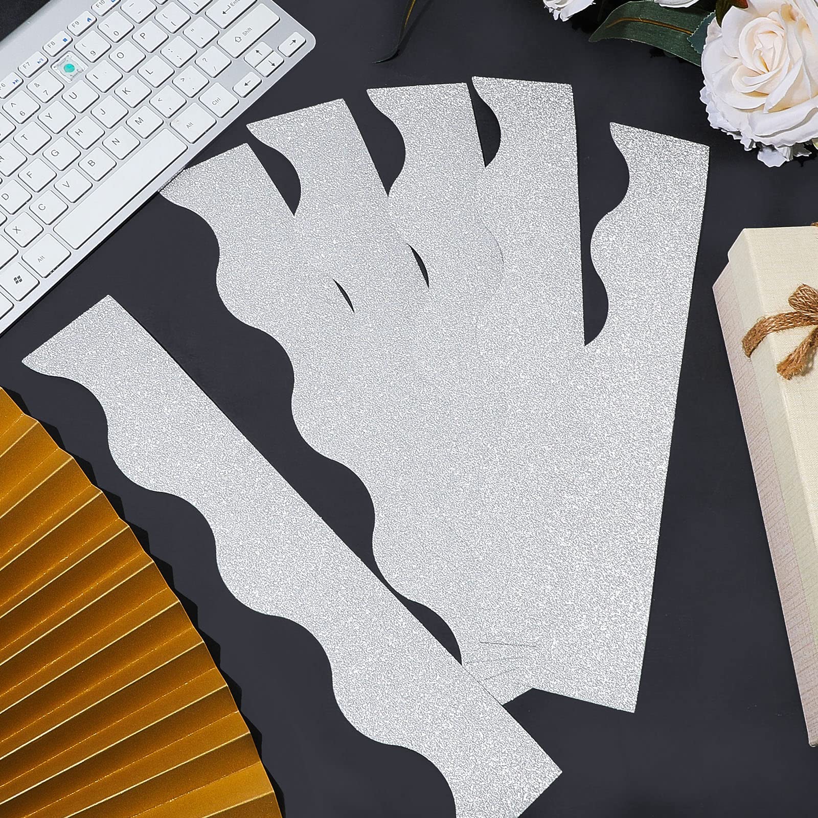 Snapklik.com : Spakon 55.8 Feet Bulletin Board Border Glitter Scalloped ...