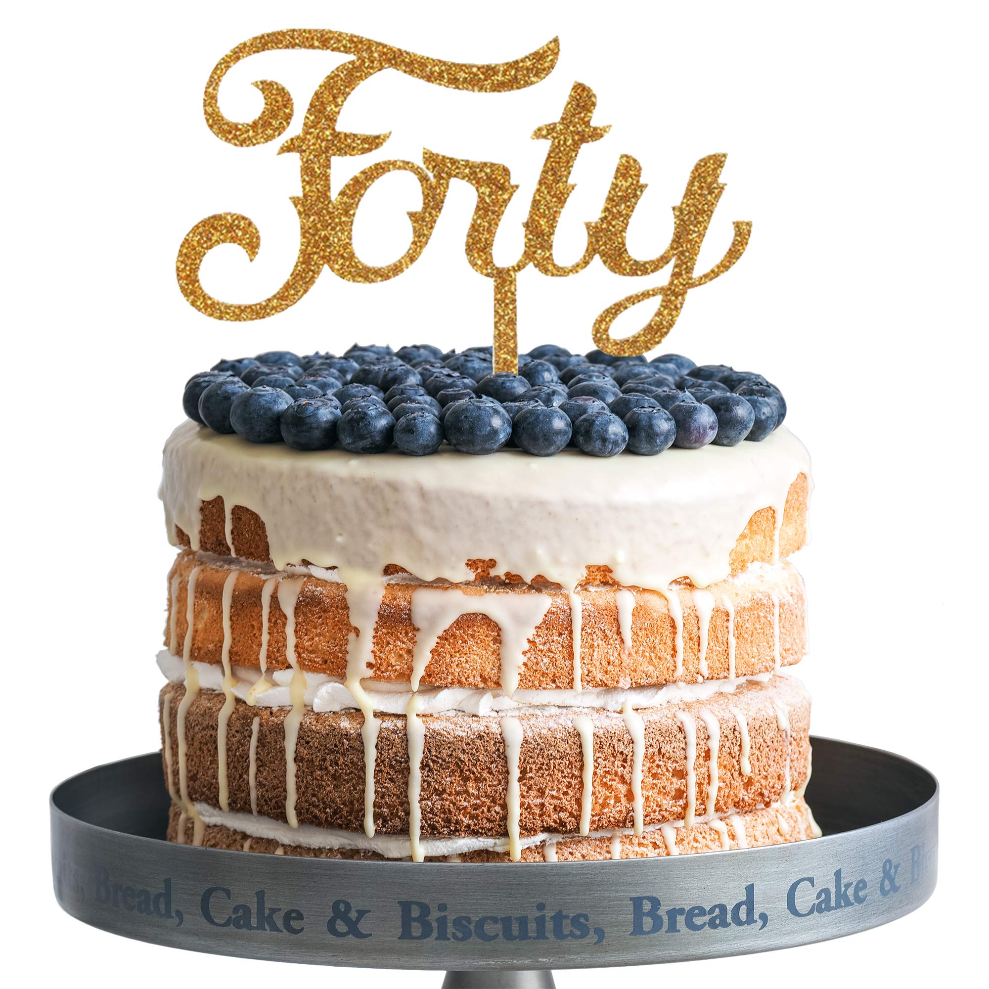 Buy Forty Happy Birthday Cake Topper Gold Glitter Acrylic Cake Topper ...