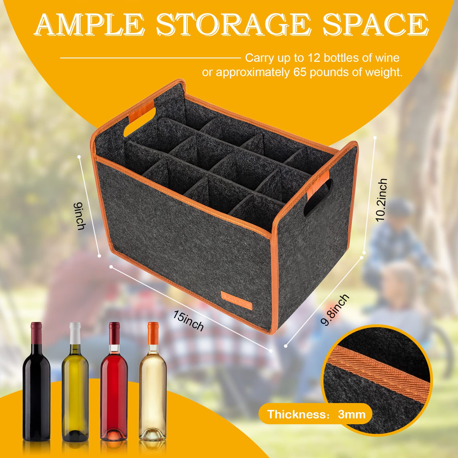 Foyego 12 Bottle Wine Tote Bag, Insulated Thermal Padded Wine Carrier ...