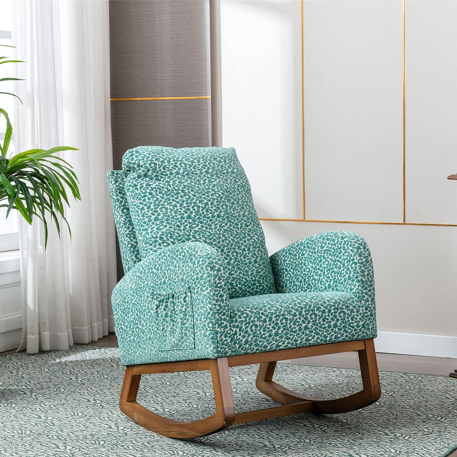 Amazon.com: KINFFICT Comfy Rocking Chair, Upholstered Accent Glider ...