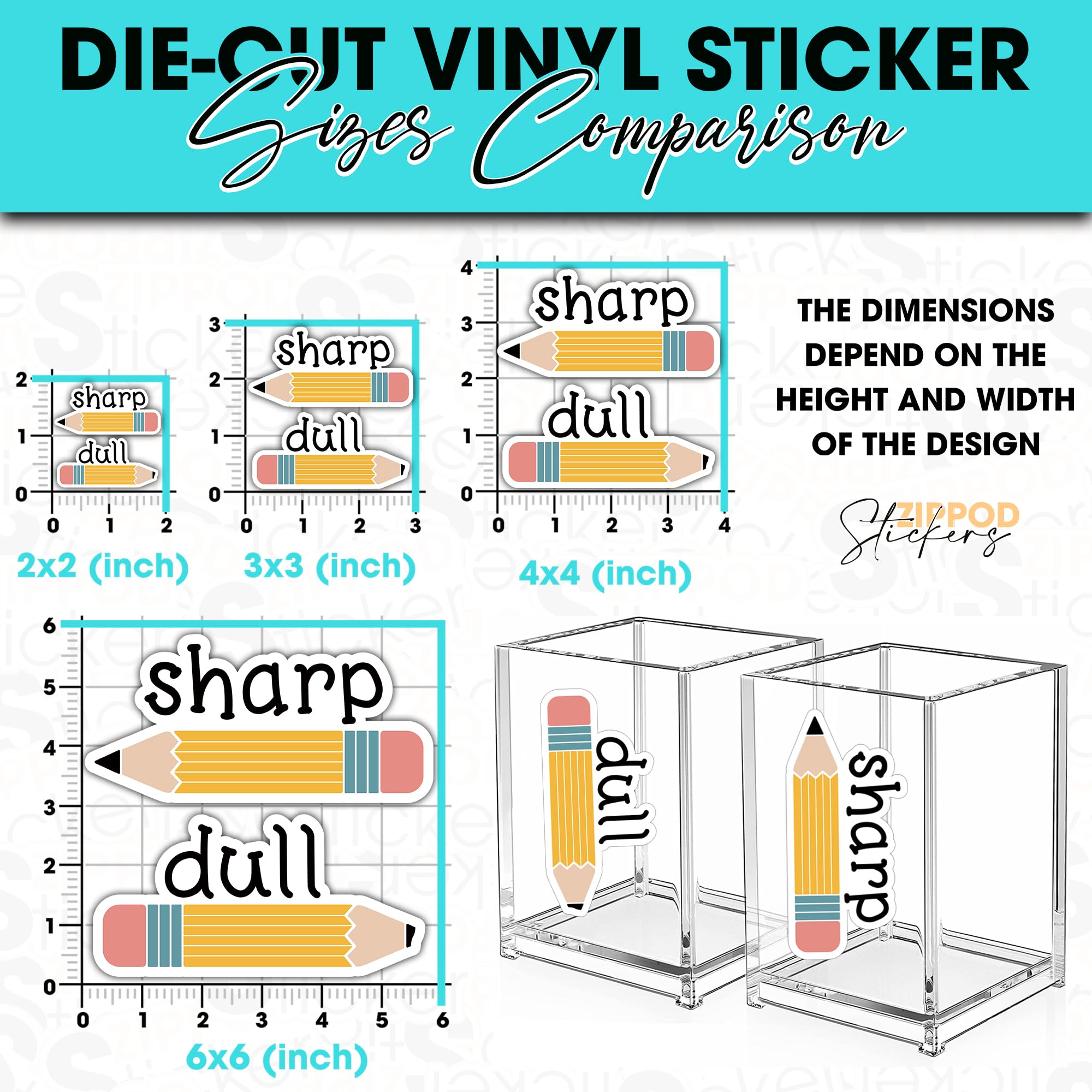 Desk Organizer Stickers Sharp & Dull Pencil - 16 Sheets Classroom ...