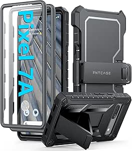 Amazon.com: FNTCASE for Google Pixel 7A Case: Built-in Screen Protector & Kickstand & Belt-Clip ...
