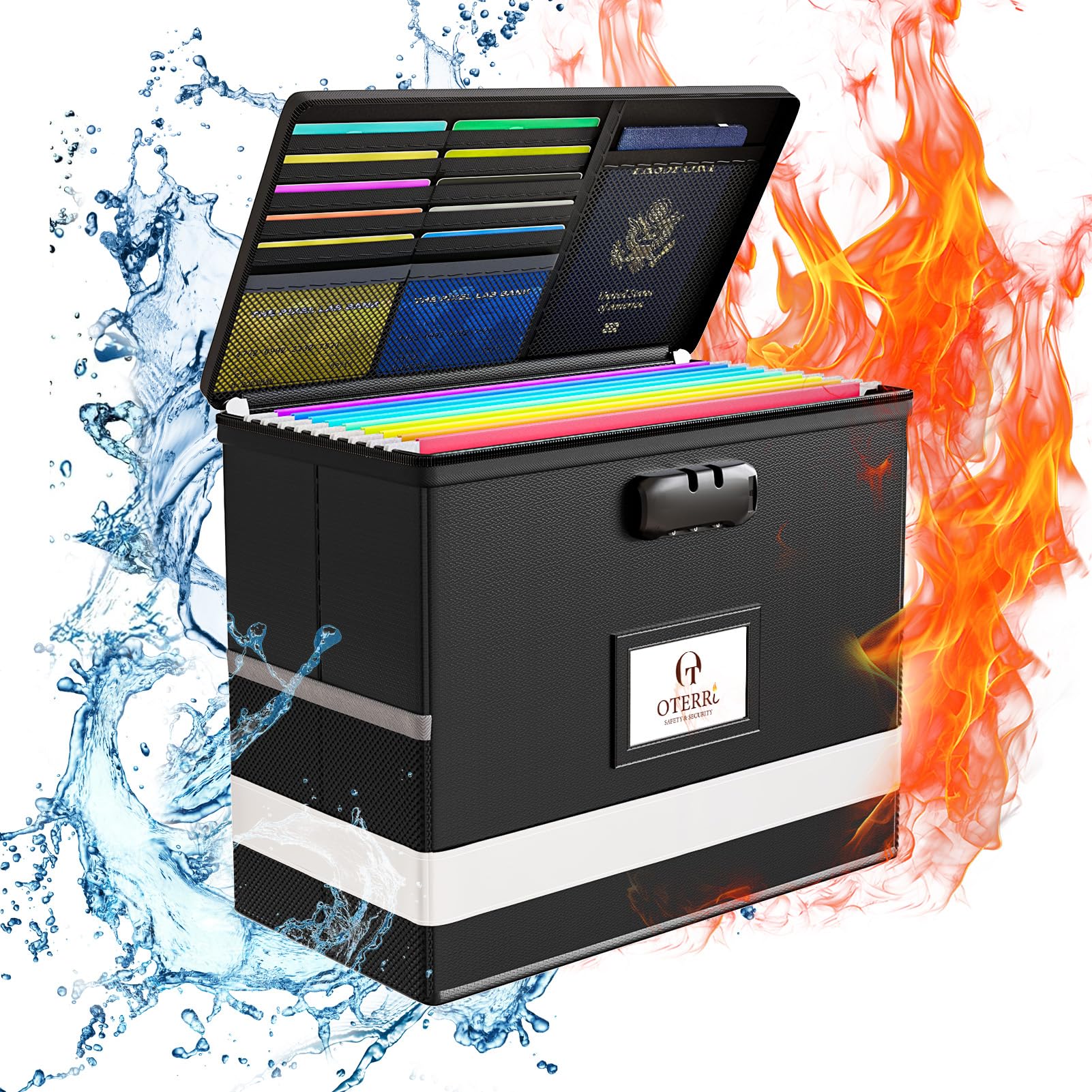 Amazon.com : Oterri 1 Pack Fireproof Document Box With Lock, Portable ...