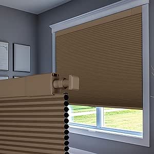 Boolegon No Drill No Tools Cellular Shades Color-Matched Sureness Honeycomb Blinds Easy to ...
