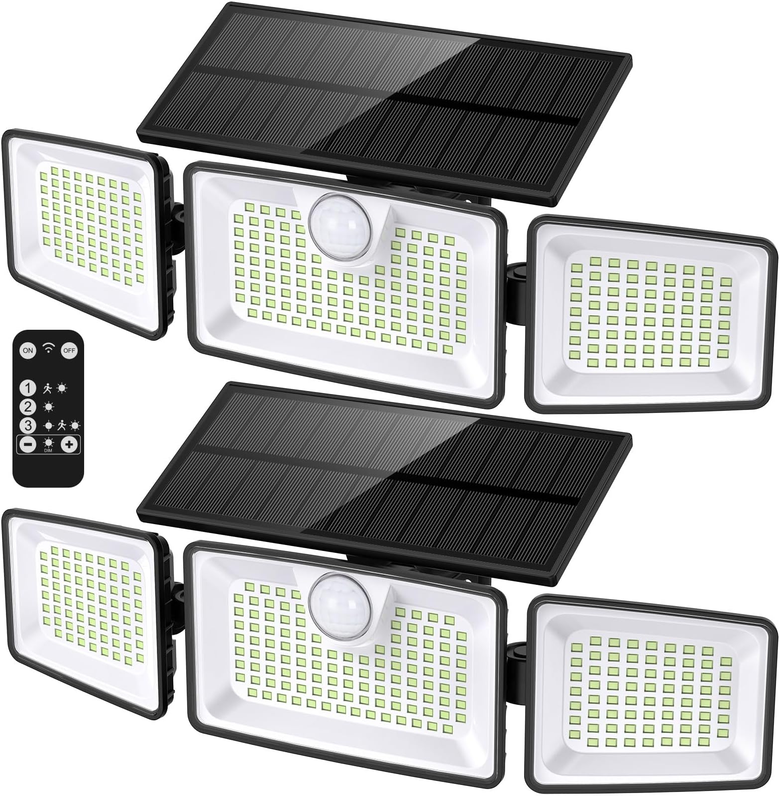 daphino Solar Lights Outdoor 2500LM Motion Sensor Outdoor Lights,3 Head 355° Wide Angle Street ...