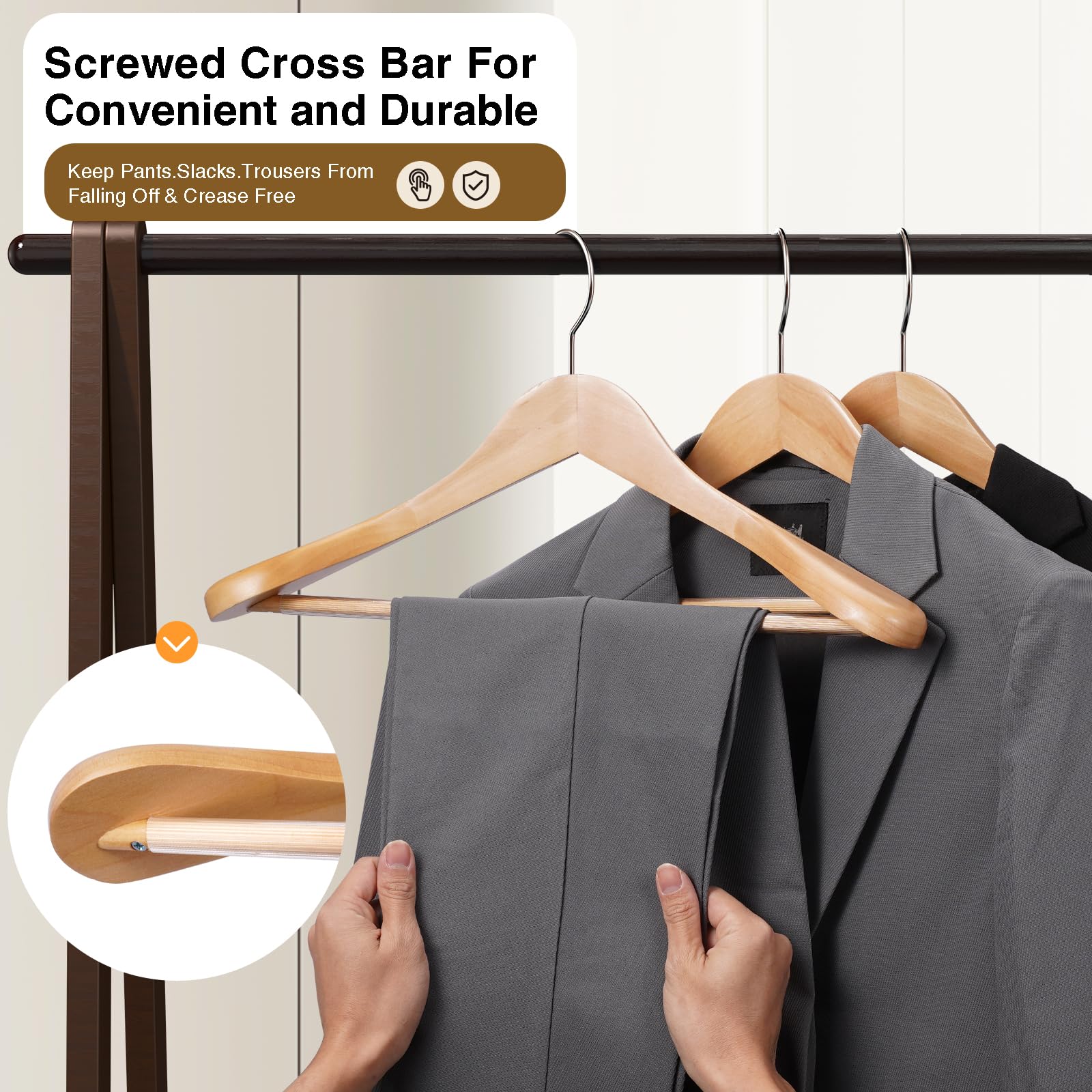 Snapklik.com : Ulimart Wide Shoulder Hanger 10 Pack,Solid Wood Hanger ...