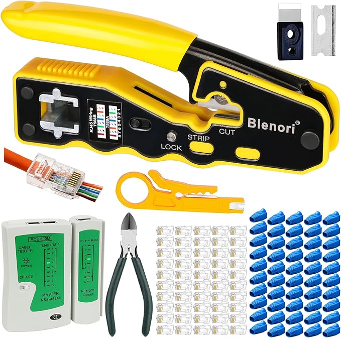 RJ45 Pass Through Crimp Tool - Blenori RJ45 Crimp Tool Kit with Network ...